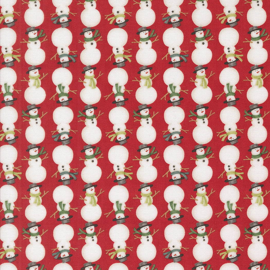 Winter Friends (Moda) - Stacked Snowman Berry Red – Here a Stitch Quilt ...